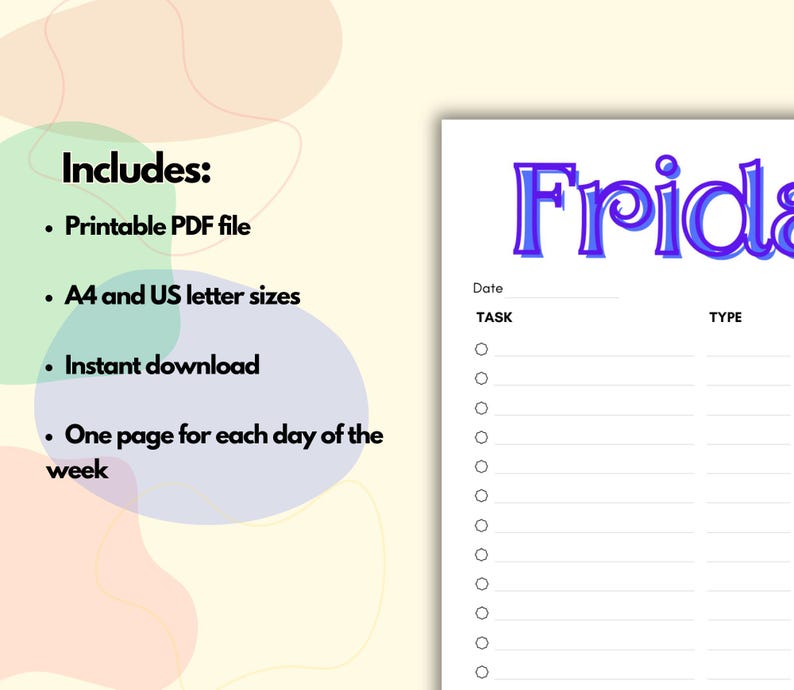 Fun Kids Daily Planner / Each Day of the Week Planner / Digital Planner ...
