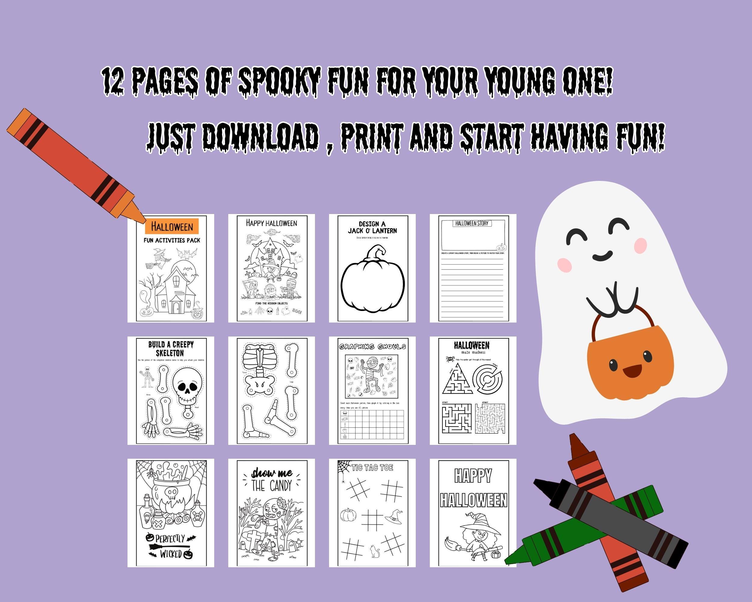 Halloween Activity Book for Kids: Instant Download, Spooky Fun Games ...