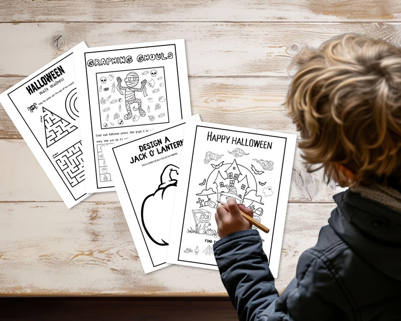Halloween Activity Book for Kids: Instant Download, Spooky Fun Games ...