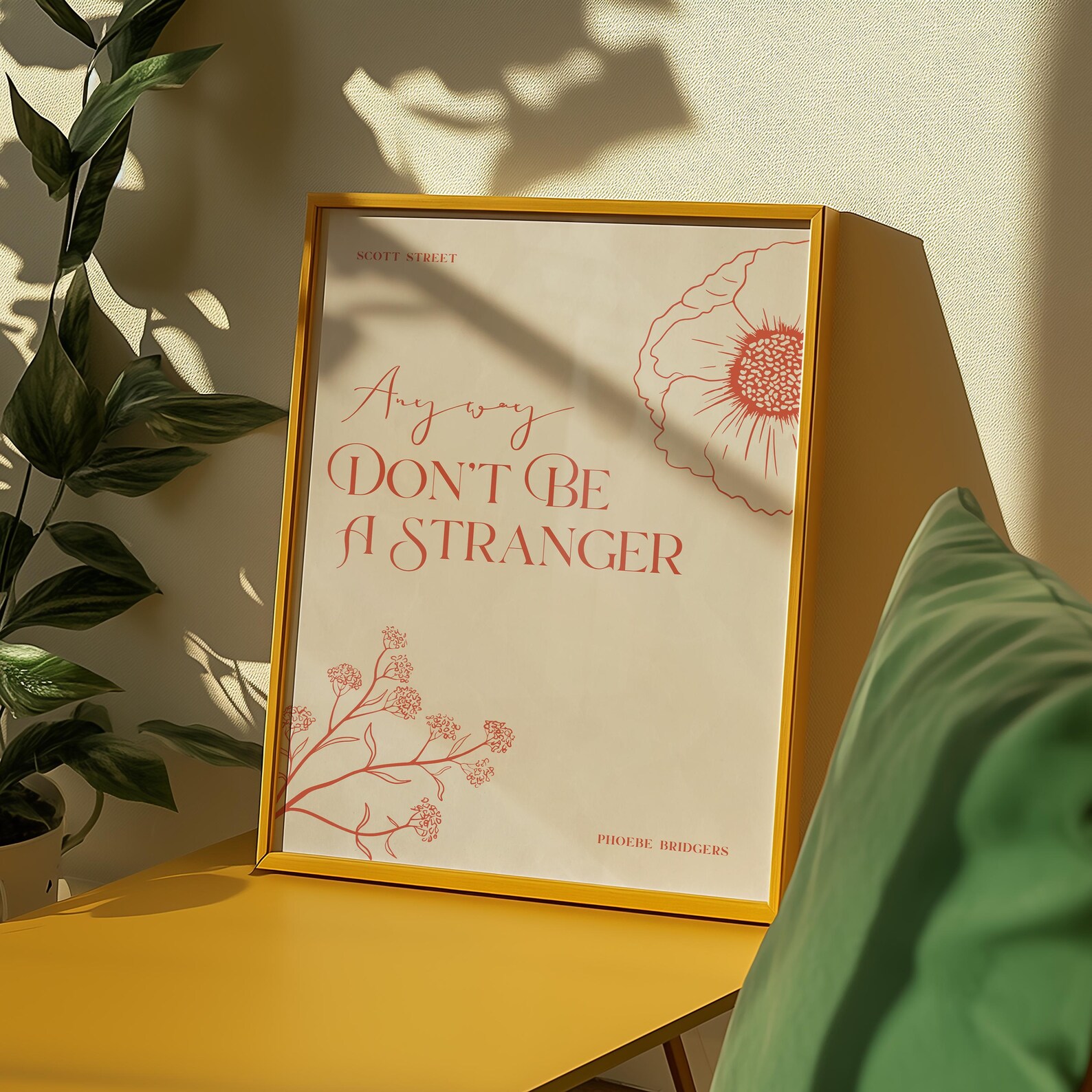 Scott Street Phoebe Bridgers Lyrics Poster, Orange Flower Sketch, Song ...