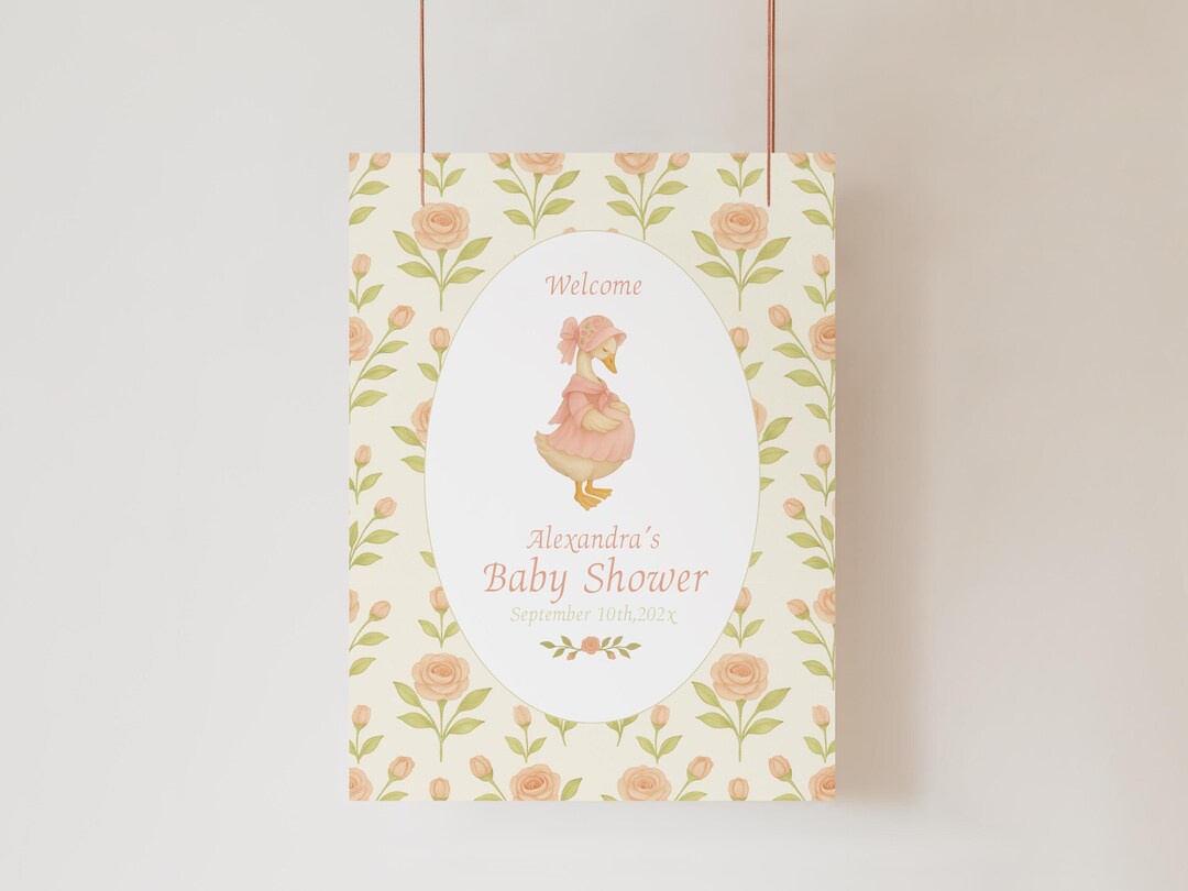 Mother Goose Baby Shower Welcome Sign Girl | Nursery Rhyme Baby Shower ...