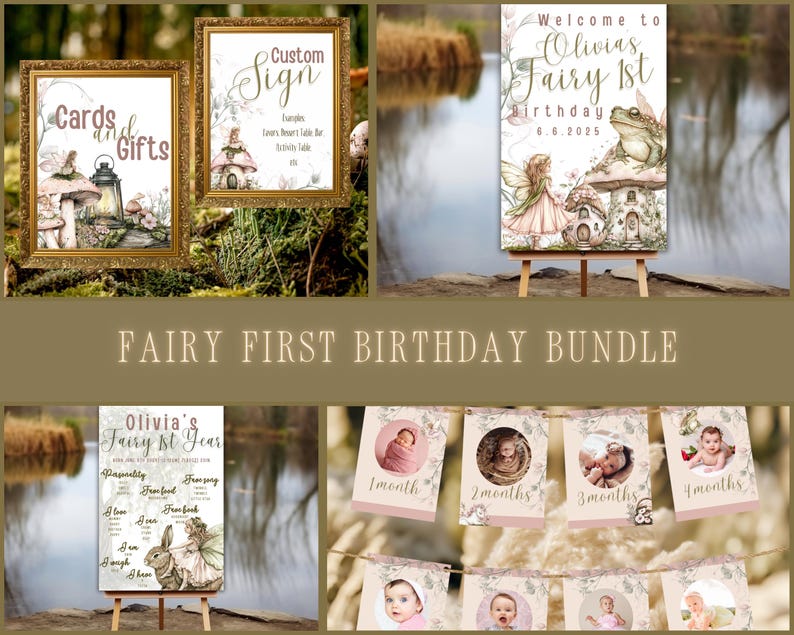 Fairy First Birthday Party Bundle, Enchanted Magical Forest Birthday ...