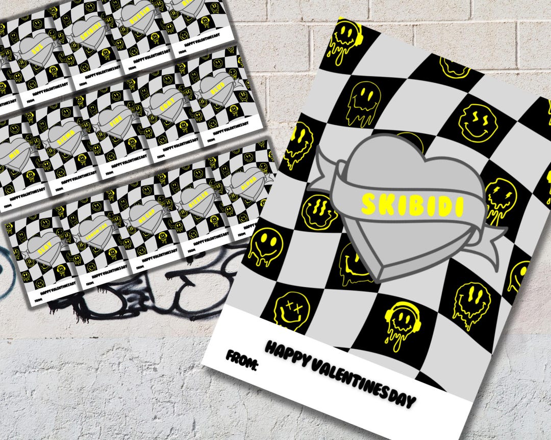 Brain Rot Valentine's Day Cards: Drippy Smiley Face (digital Download ...