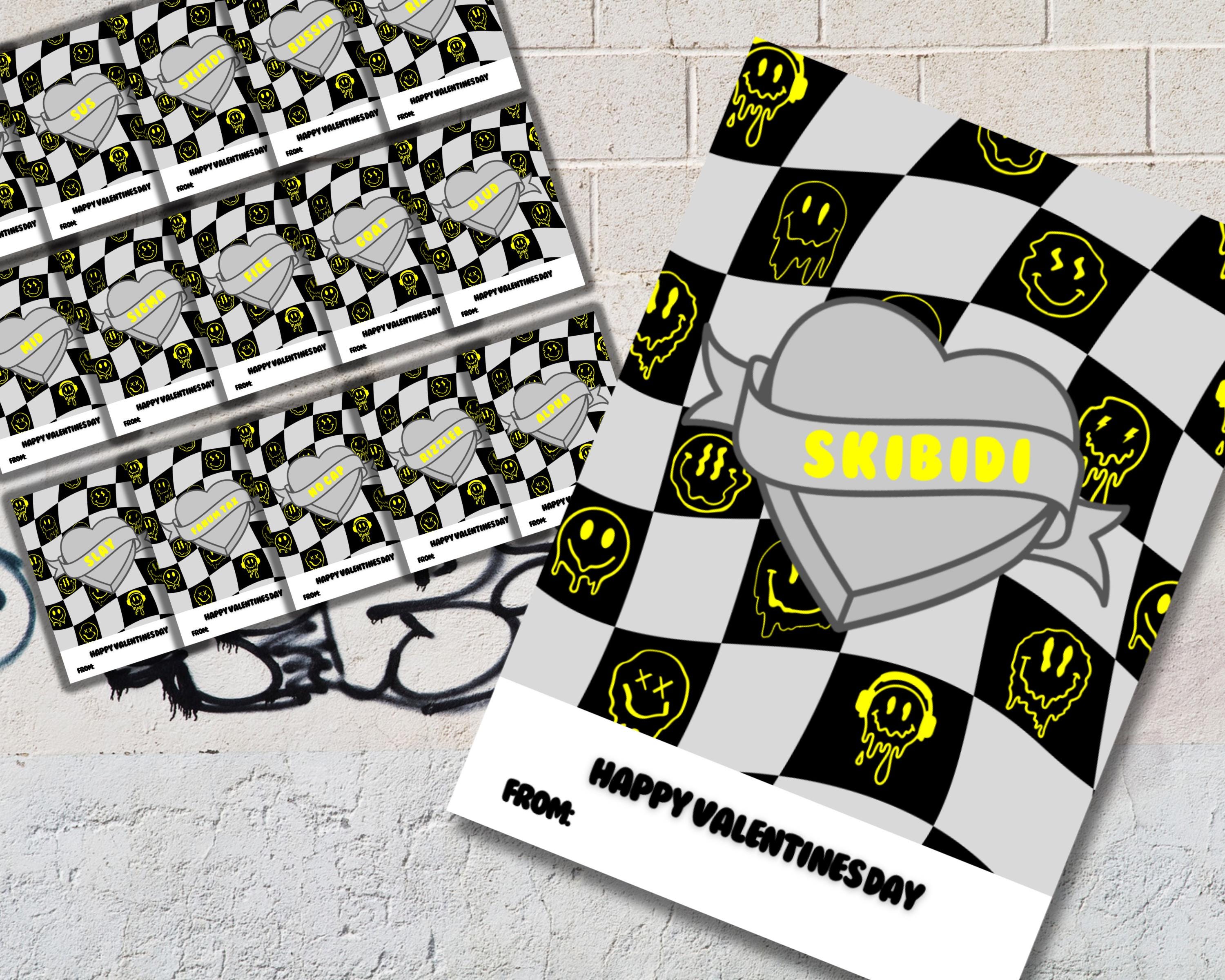 Brain Rot Valentine's Day Cards: Drippy Smiley Face (digital Download ...