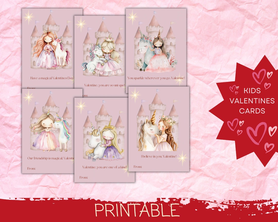 Valentines Cards, Kids Valentines Cards, Princess Theme, Valentines Day ...