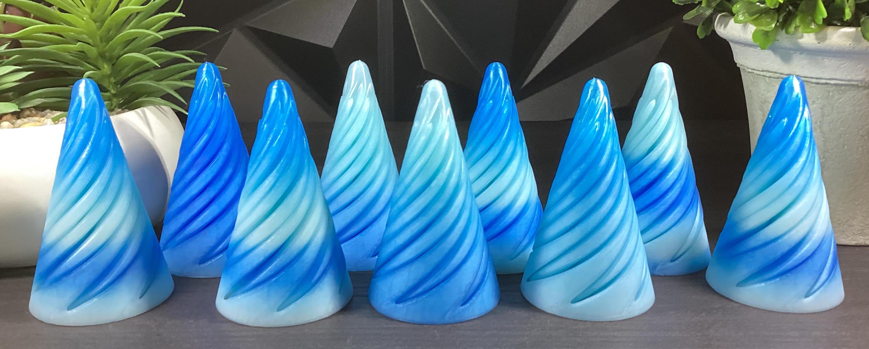 3d Printed Spiral Vortex Fidget Cone Hands on ice Pop Frost Blue - Etsy