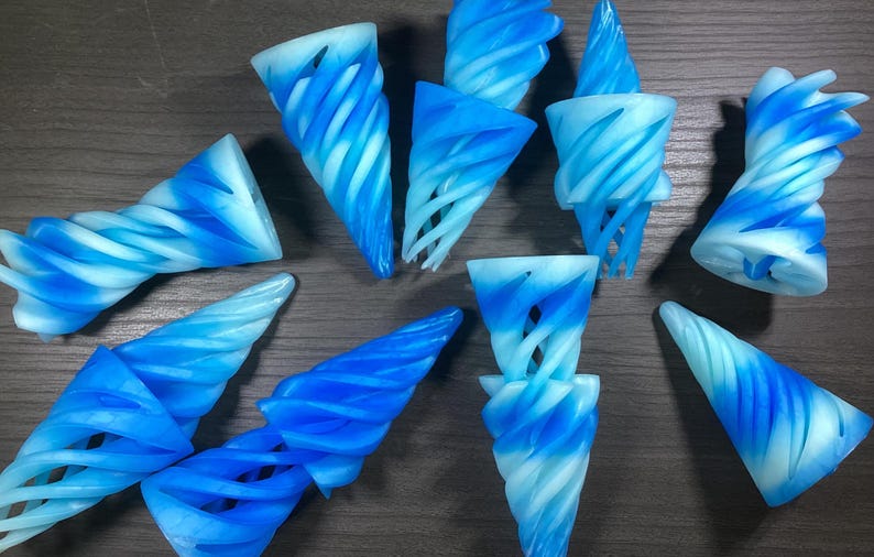 3d Printed Spiral Vortex Fidget Cone Hands on ice Pop Frost Blue - Etsy