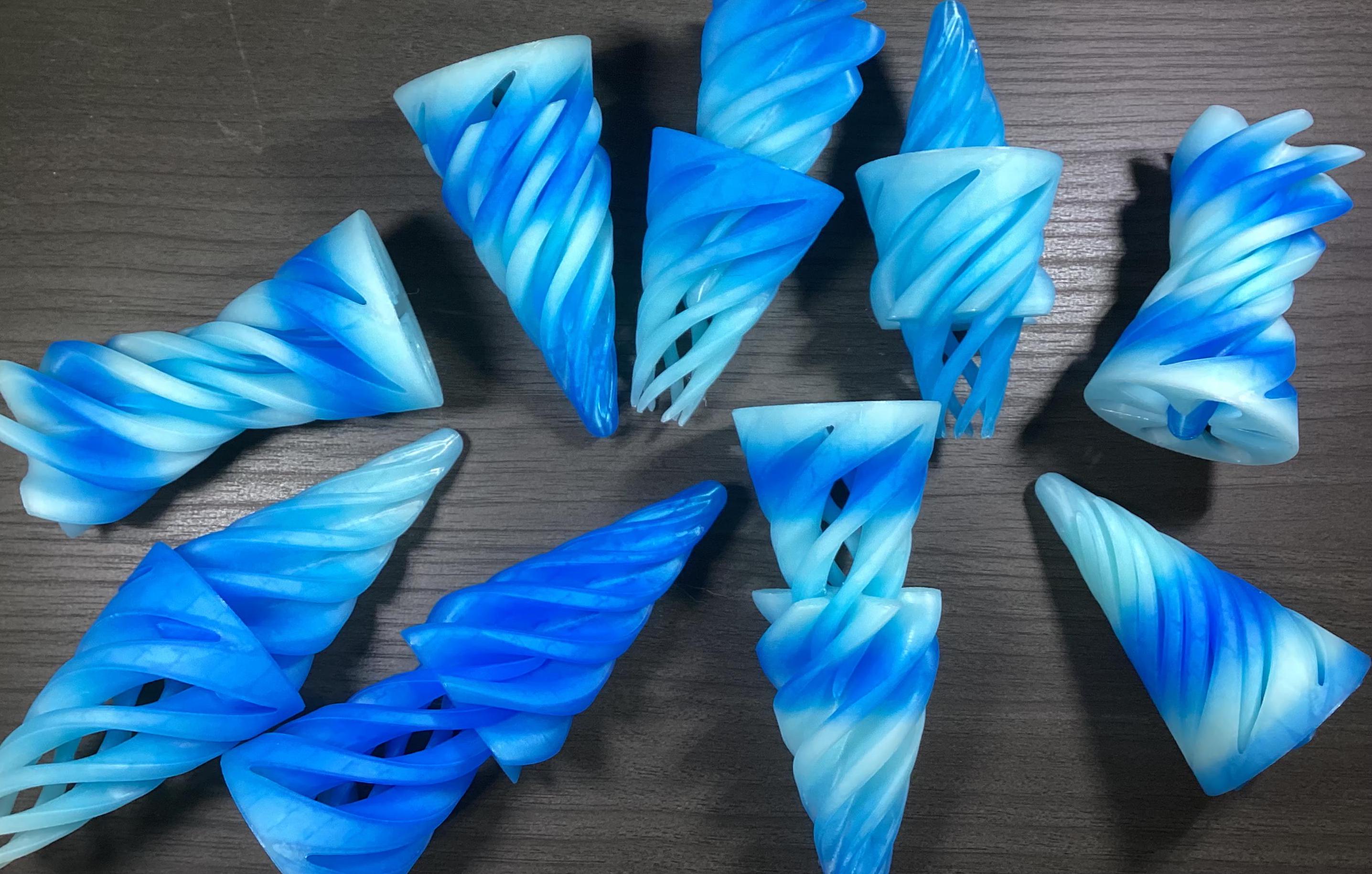 3d Printed Spiral Vortex Fidget Cone Hands on (ice Pop Frost Blue) - Etsy