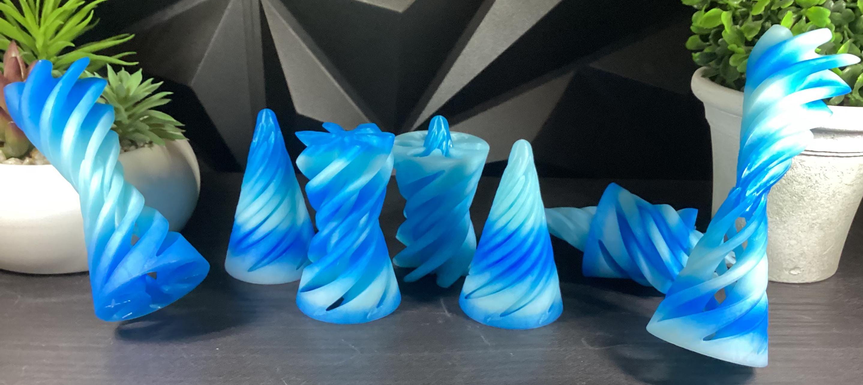 3d Printed Spiral Vortex Fidget Cone Hands on (ice Pop Frost Blue) - Etsy
