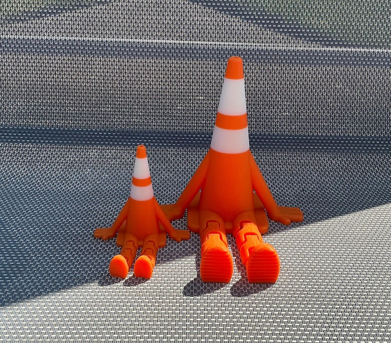 Traffic Cone Buddy Figurine 3d Printed Desk Toy Articulated Legs. - Etsy