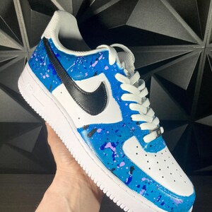 Custom Air Force 1 – 1/1 Hand-painted Blue Aqua Gradient Splatter ...