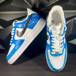 Custom Air Force 1 – 1/1 Hand-painted Blue Aqua Gradient Splatter ...