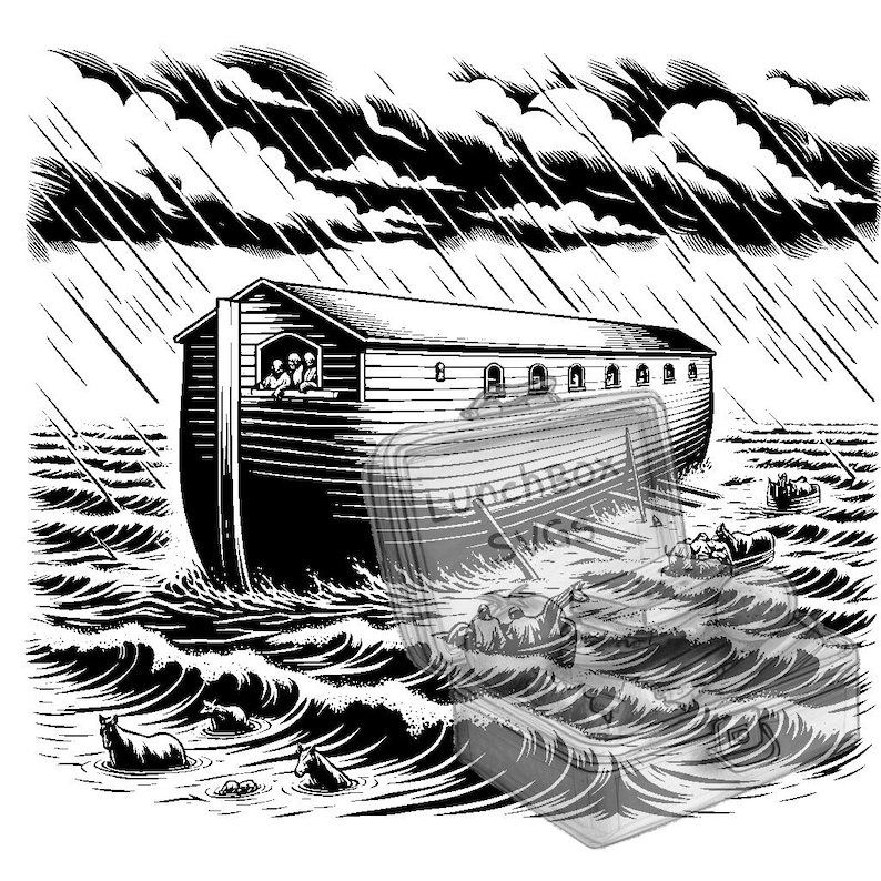 Noahs Ark in the Flood Scene SVG Bundle - Etsy