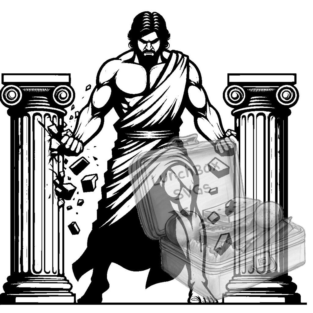 Samson Breaking the Pillars Scene SVG Bundle - Etsy