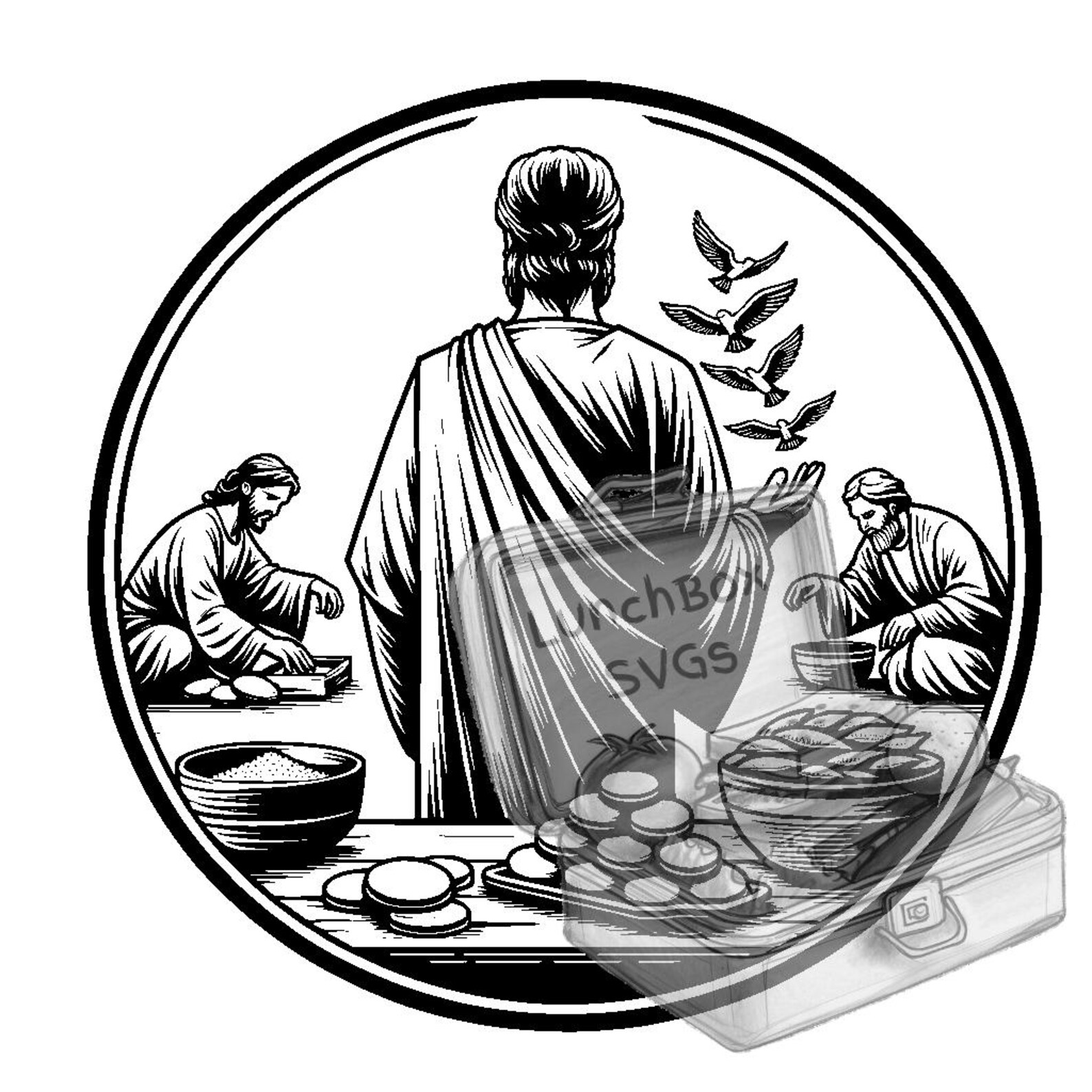 Jesus Blessing Loaves and Fishes Scene SVG Bundle - Etsy