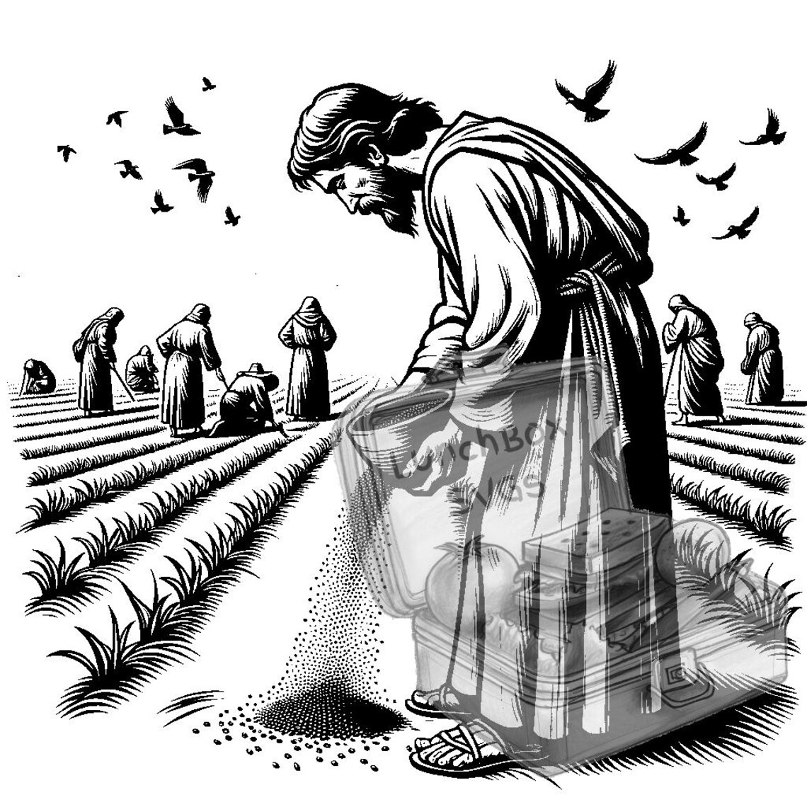 The Sower Scattering Seeds Bible Scene SVG Bundle - Etsy