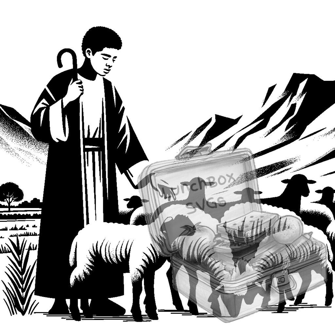 Shepherd Boy Tending Sheep Bible Scene SVG Bundle - Etsy