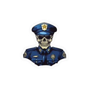 Skeleton Police Officer Sticker Decal for Car, Laptop, Water Bottle and ...