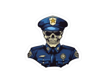 Skeleton Police Officer Sticker Decal for Car, Laptop, Water Bottle and ...
