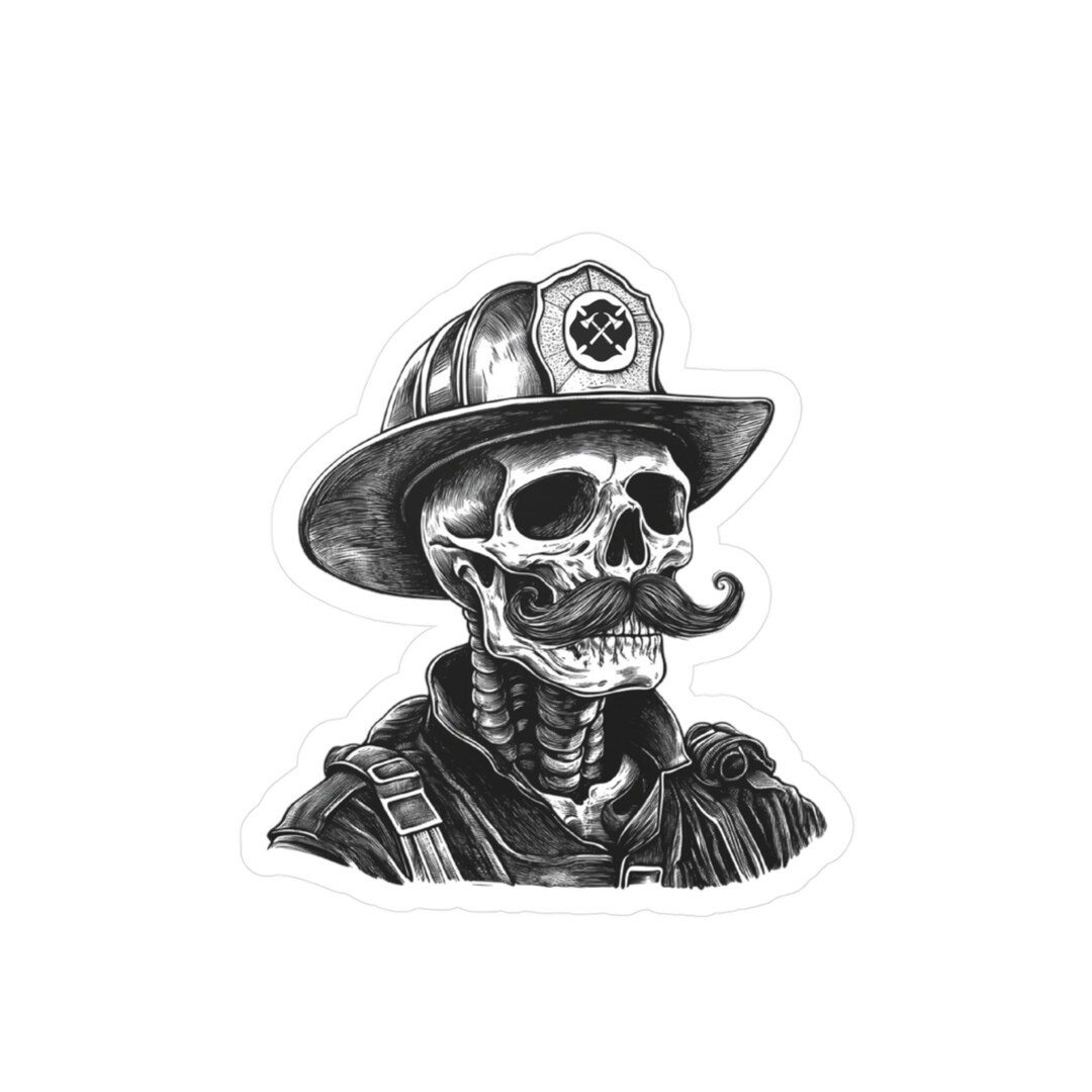 Skeleton Firefighter Vinyl Sticker - Etsy