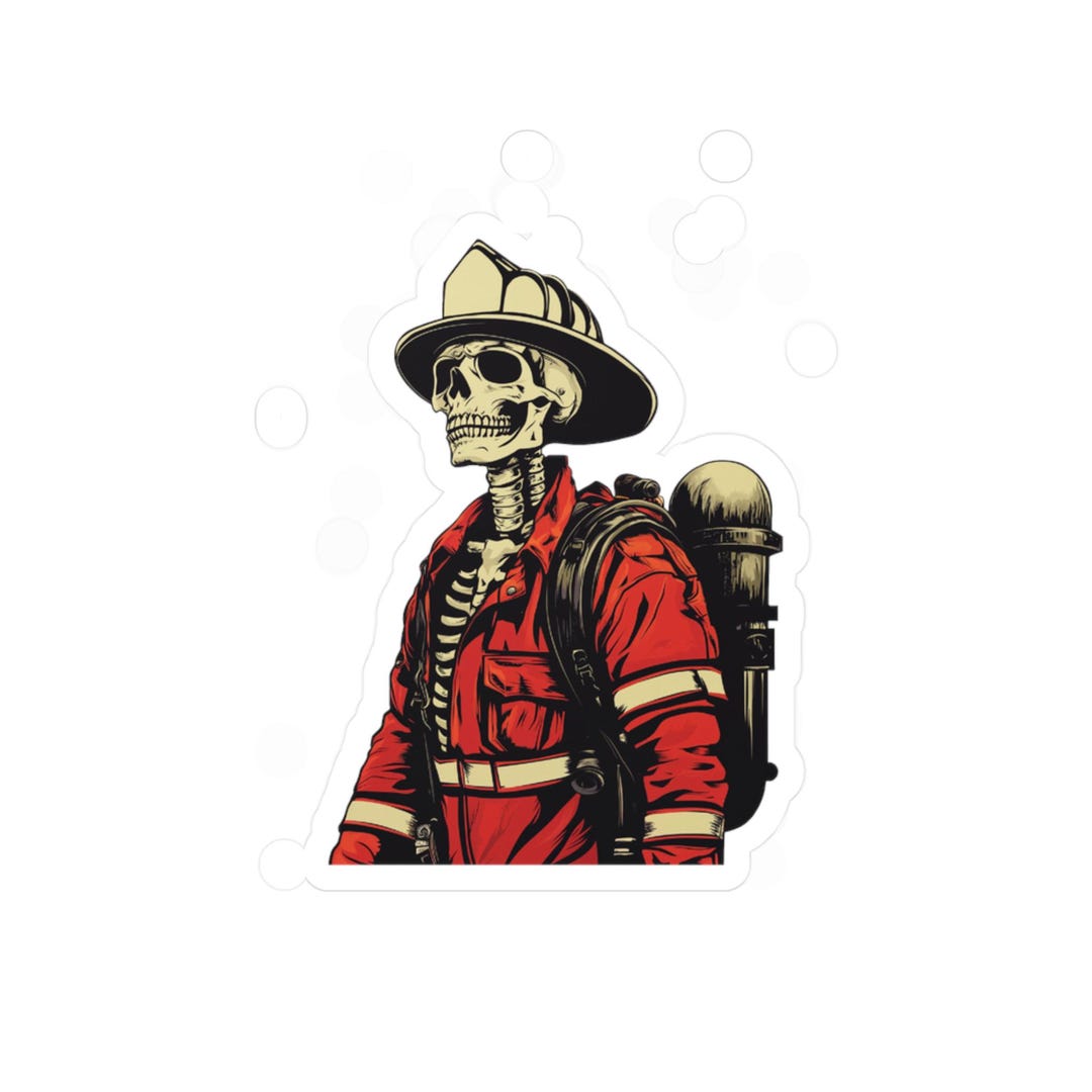Skeleton Fireman Vinyl Sticker - Etsy