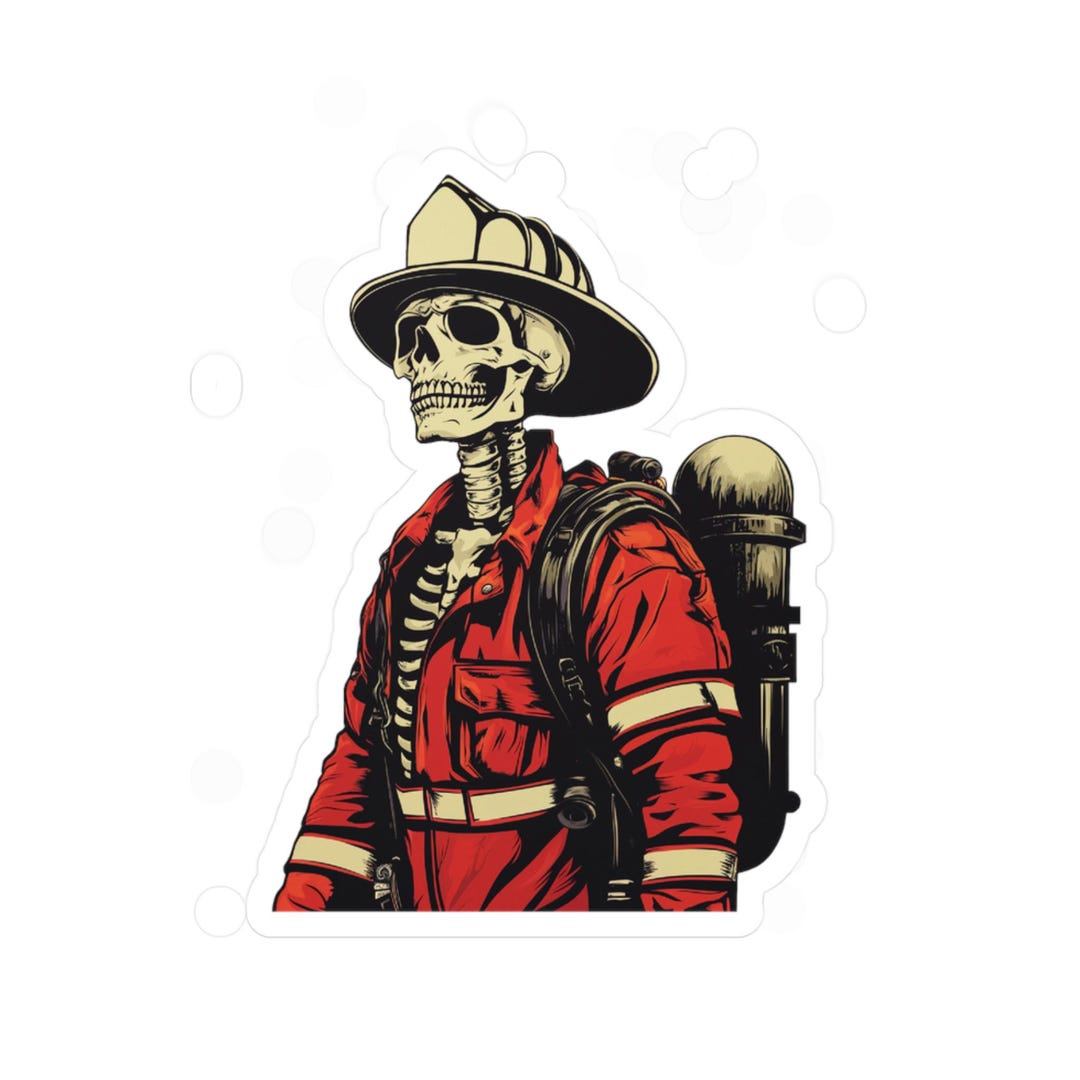 Skeleton Fireman Decal - Etsy