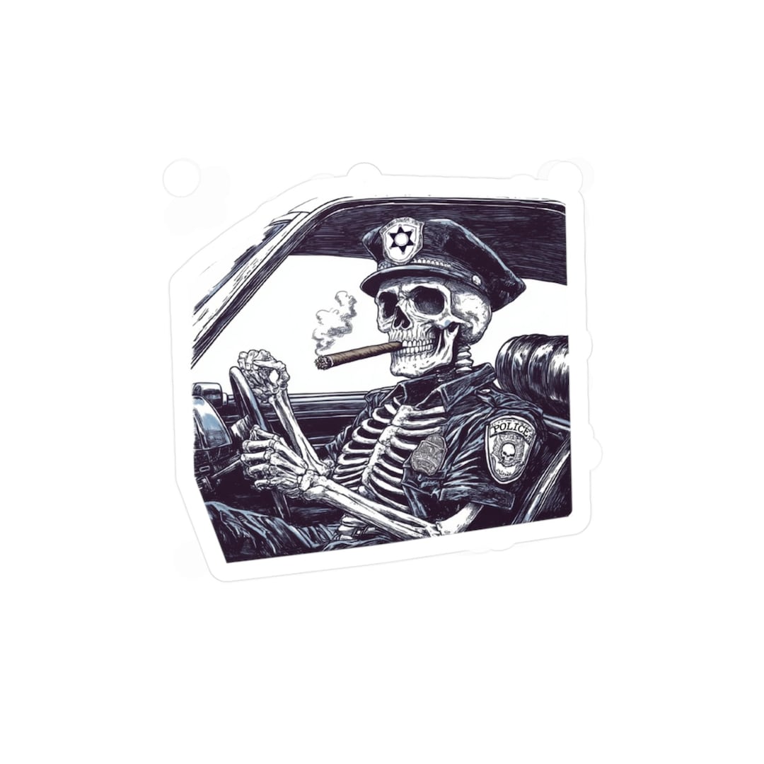 Skeleton Police Officer Kiss-cut Vinyl Sticker/decal - Etsy