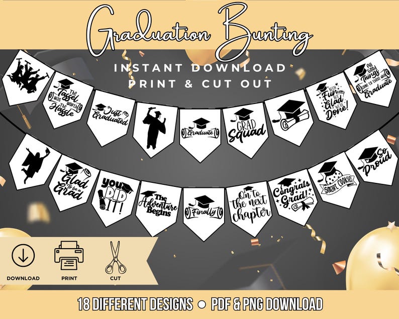 Graduation Bunting Banner Printable DIY Graduation Party Decoration ...