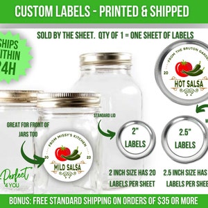 Custom Canning Label Salsa Food Gift Label Personalized From the ...