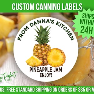Pineapple Jam Custom Canning Label Gift Tag Personalized Mason Jar ...