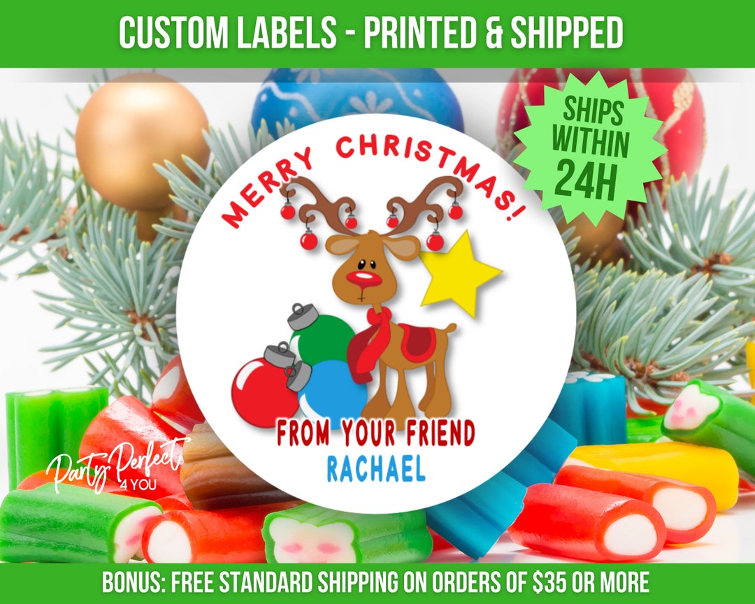 Personalized Christmas Gift Tag Rudolph Custom Christmas Treat Bag ...