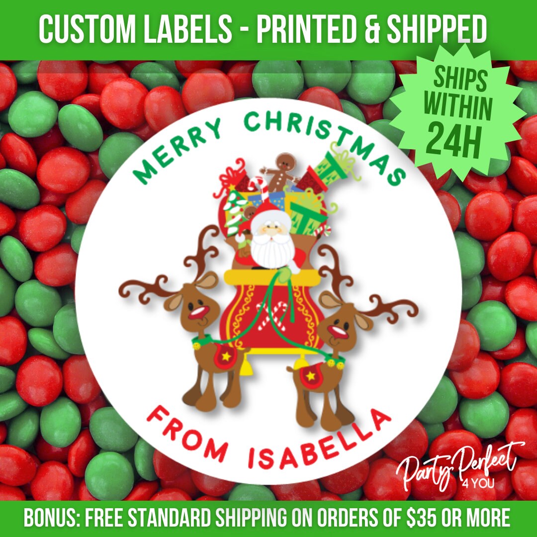 Custom Santa Christmas Label Personalized Santa Gift Tag Christmas ...