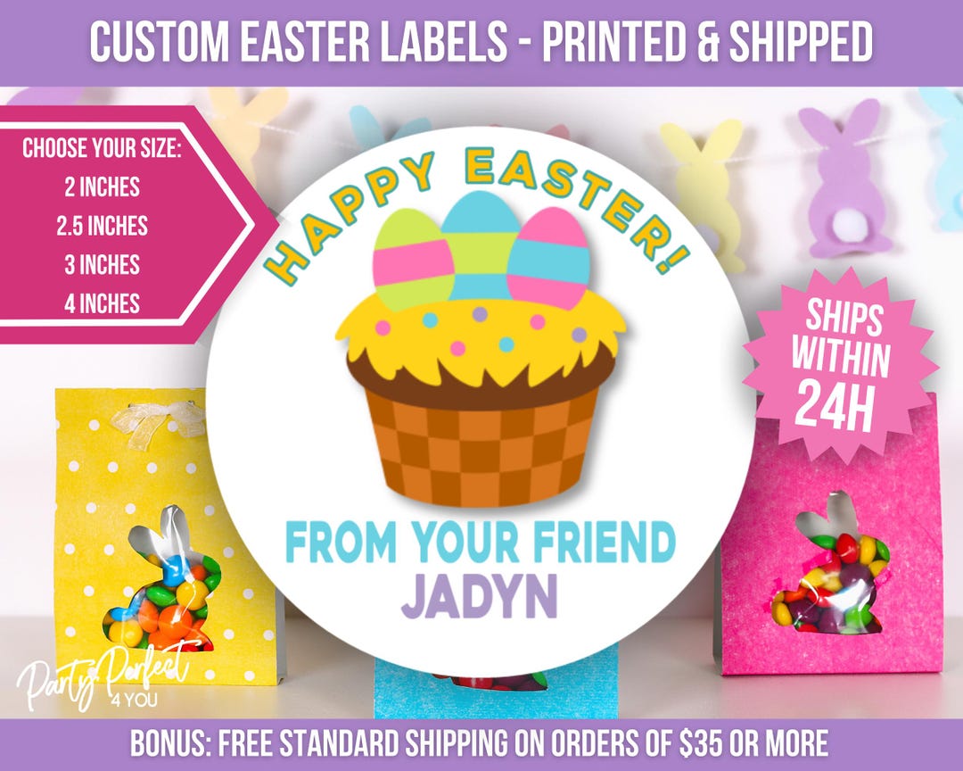 Easter Party Favor Sticker Easter Class Party Treat Bag Tag Gift Label ...