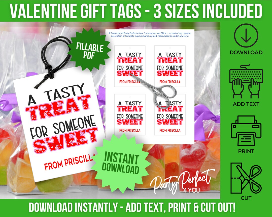 Printable Valentine Gift Tag Template Sweet Treat Valentine Digital ...