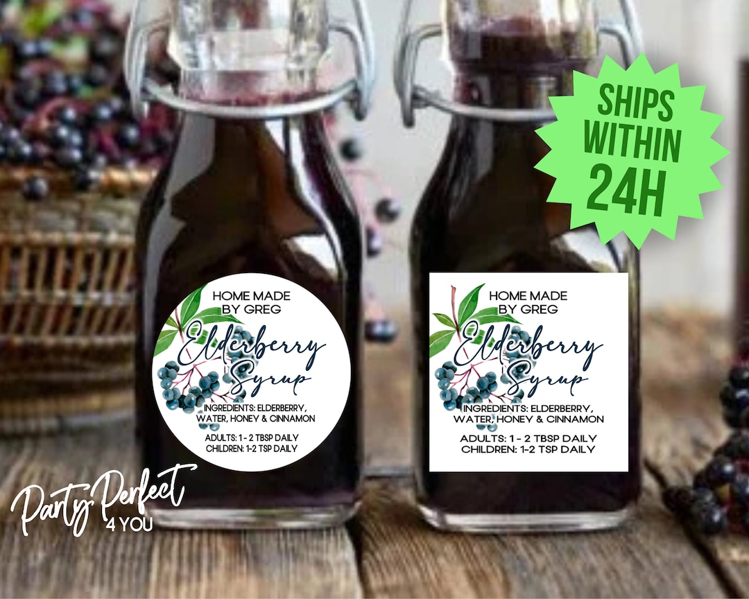 Elderberry Syrup Label Custom Printed Sticker Modern Square Elderberry ...