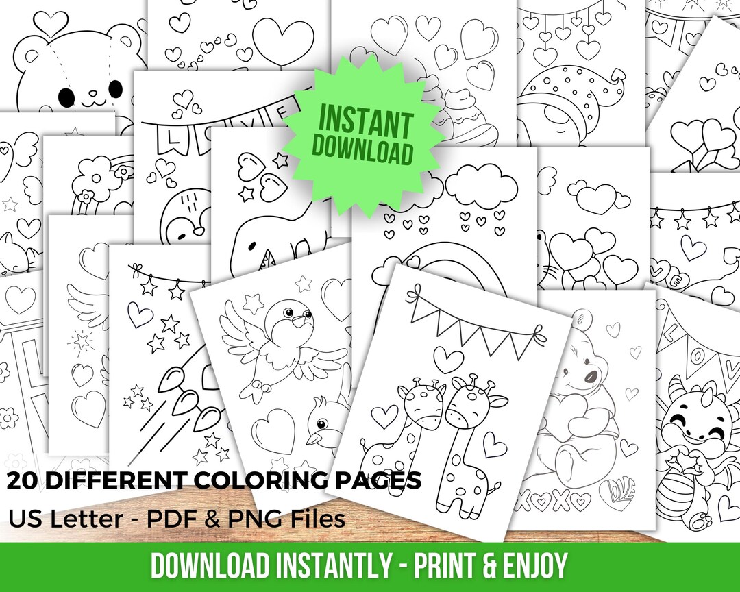 Valentine Kids Activity Page Printable DIY Coloring Page Template ...