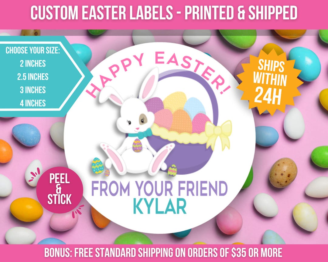 Easter Gift Tag Sticker Easter Basket Label Party Favor Label Easter ...