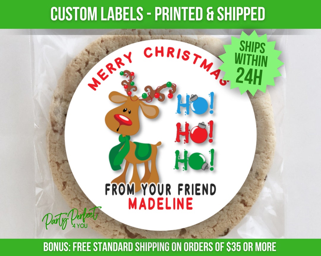 Rudolph Christmas Gift Tag Label Custom School Party Favor Label ...