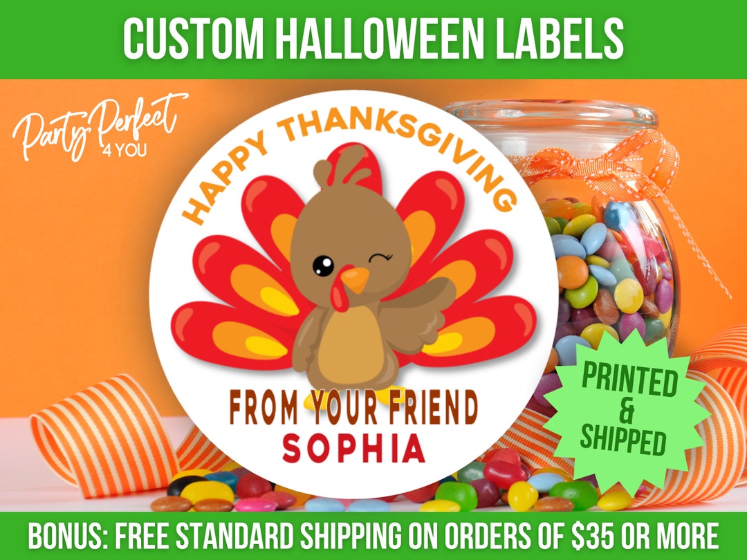 Personalized Thanksgiving Goodie Bag Tag Turkey Custom Thanksgiving ...