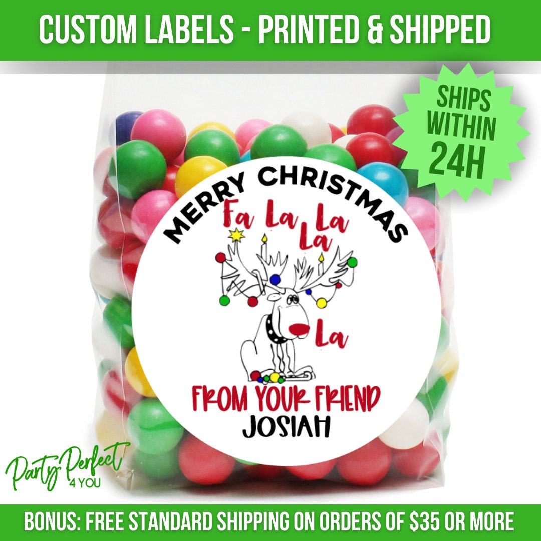 Custom Rudolph Christmas Gift Label Personalized Holiday Gift Tag Class ...