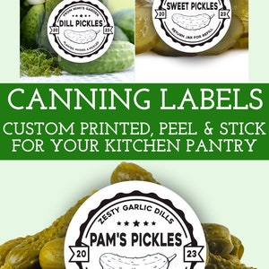 Custom Pickle Canning Label Food Gift Label Personalized Canning Jar ...