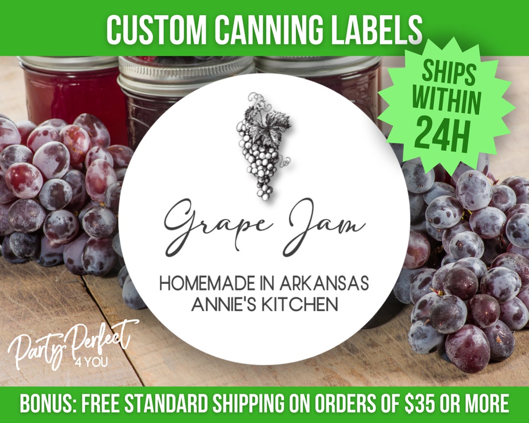 Grape Jam Canning Label Custom From the Kitchen of Grape Jelly Label ...