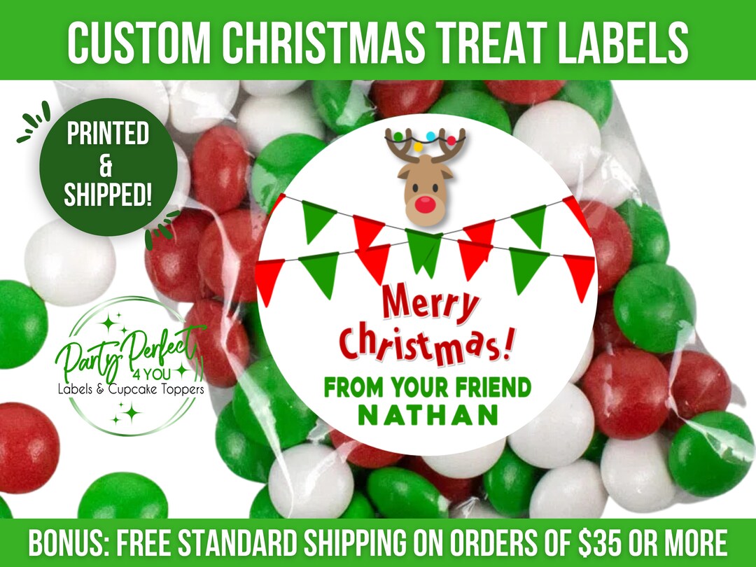 Personalized Christmas Stickers Merry Christmas Canning Labels Rudolph ...