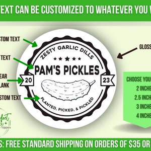 Custom Pickle Canning Label Food Gift Label Personalized - Etsy