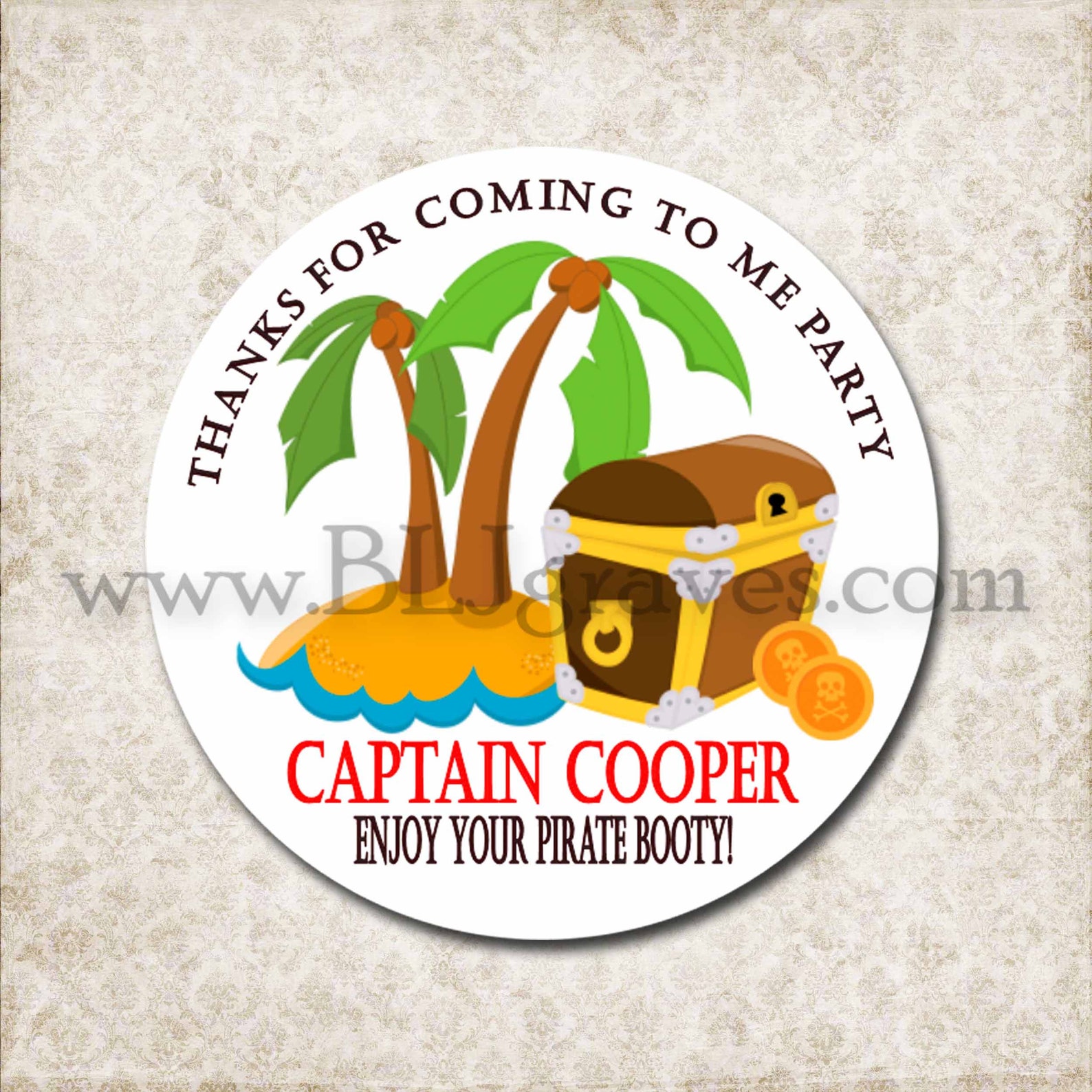Custom Pirate Booty Birthday Party Favor Sticker Labels - Etsy