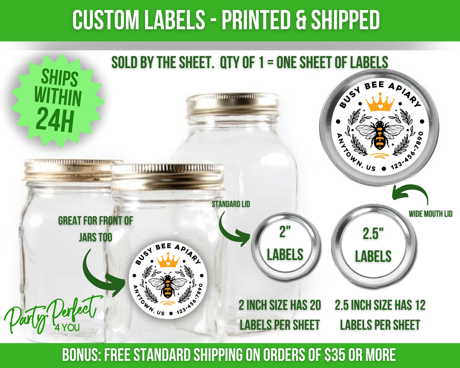 Custom Honey Business Product Label Personalized Queen Bee Sticker ...