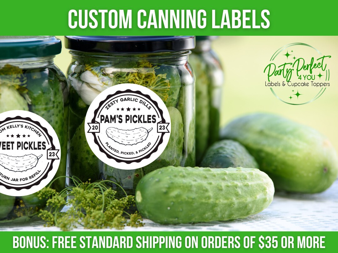 Custom Pickle Canning Label Food Gift Label Personalized - Etsy