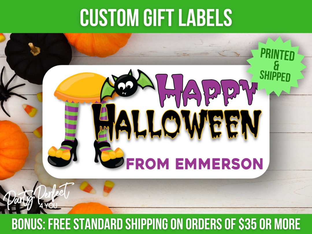 Personalized Halloween Treat Bag Sticker Custom Kids Halloween Party ...