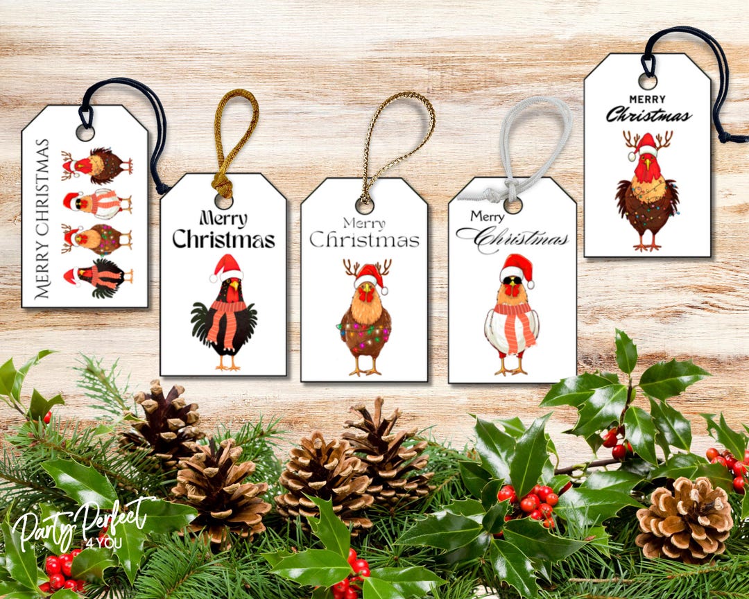 Christmas Chicken Tag Template Printable Gift Tag Instant Download ...