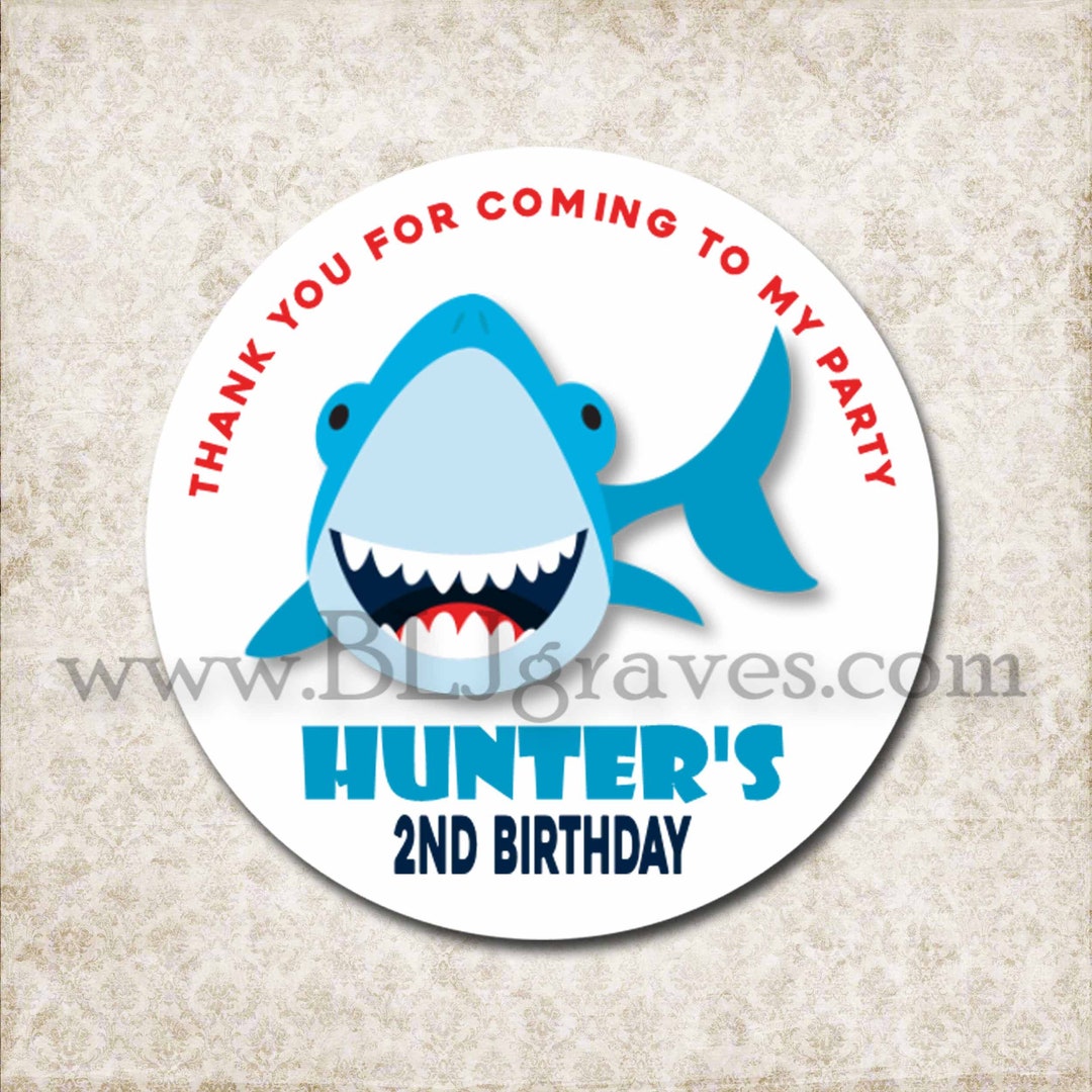 Custom Shark Birthday Stickers Personalized Shark Birthday - Etsy